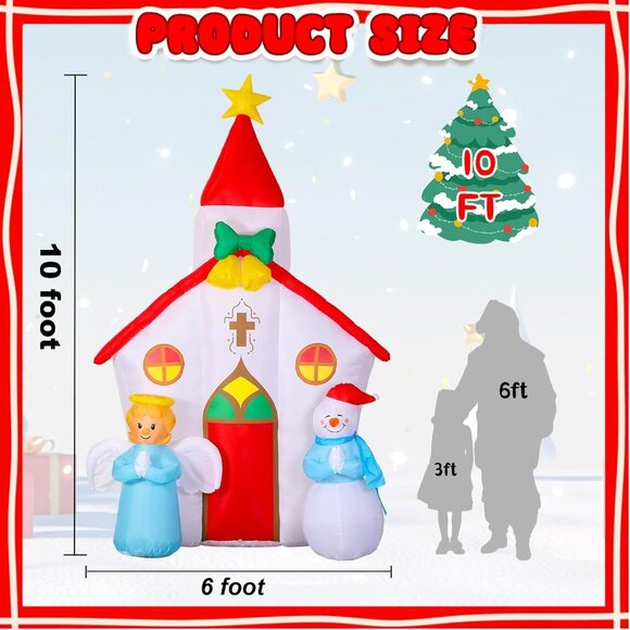Holiday | New 1 Ft Christmas Inflatable Church With Angel Yard ...